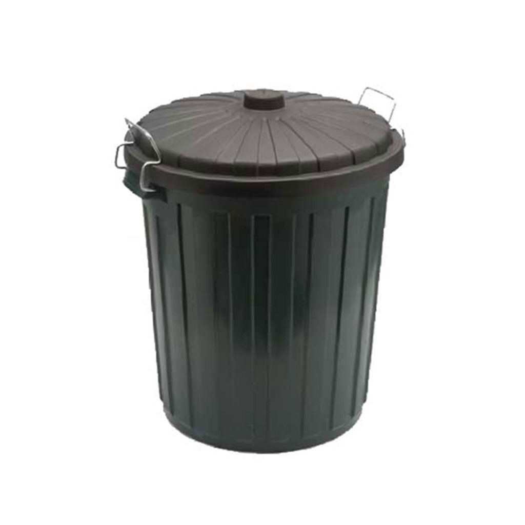 Green Plastic Garbage Bin with Lid 75L